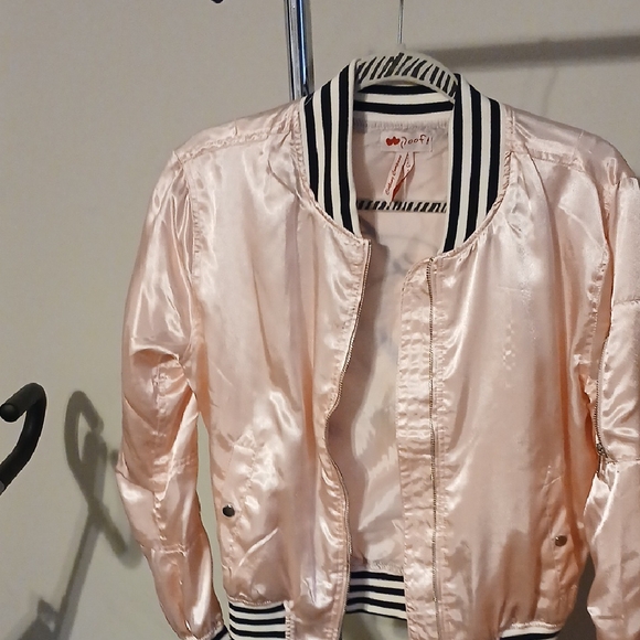 Poof! | Jackets & Coats | Womens Pink Satin Bomber Jacket | Poshmark
